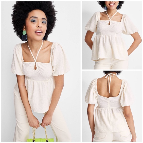 Future Collective | Tops | Nwt Future Collective Square Tie Neck Puffed ...